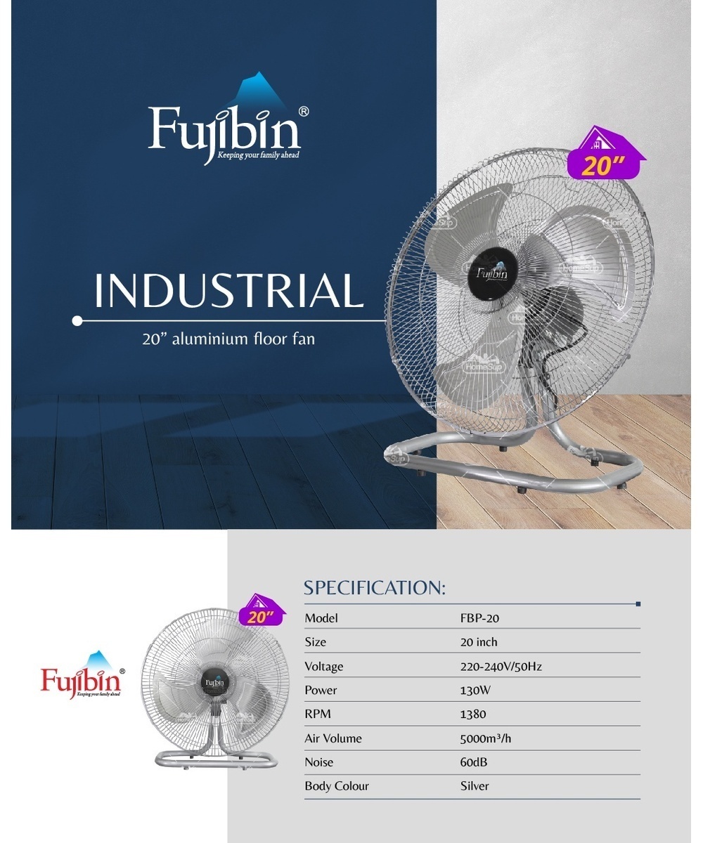 FUJIBIN Fbp-20 Floor Fan – 20 Inch Aluminium Blade, High Power ...