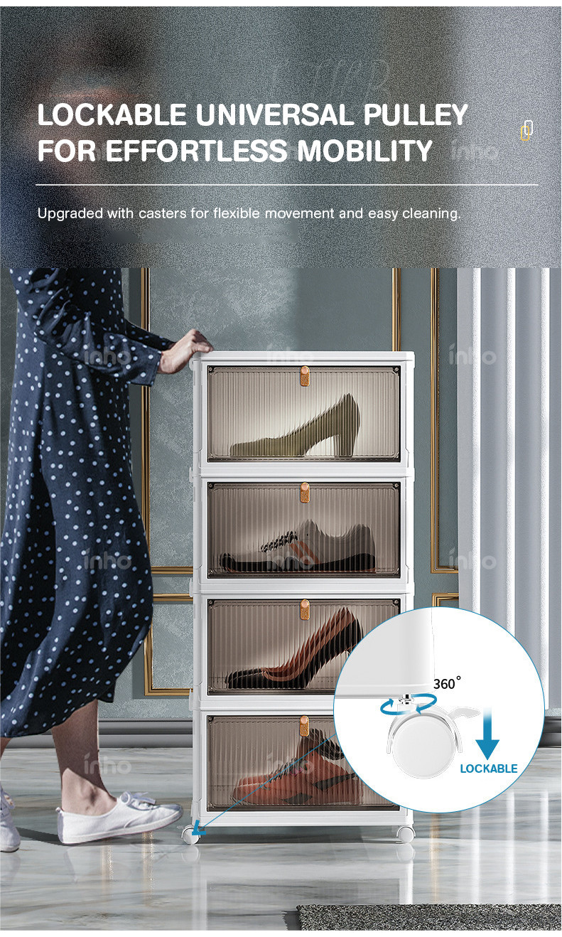 INHO L39/44cm (1-6 Layers) Foldable Stackable Plastics Shoes Storage ...