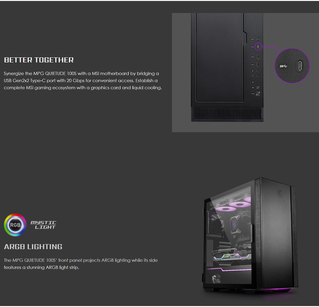 MSI MPG Quietude 100S ARGB Mid-Tower Chassis | Shopee Malaysia