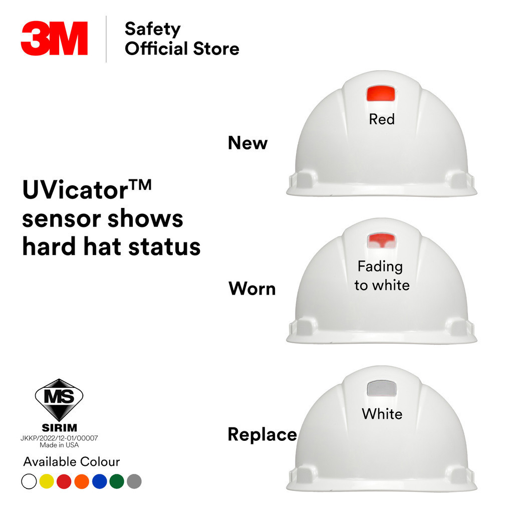 3M™ H-700SFR-UV DOSH SIRIM Safety Helmet/ Ratchet Hard Hat - White ...