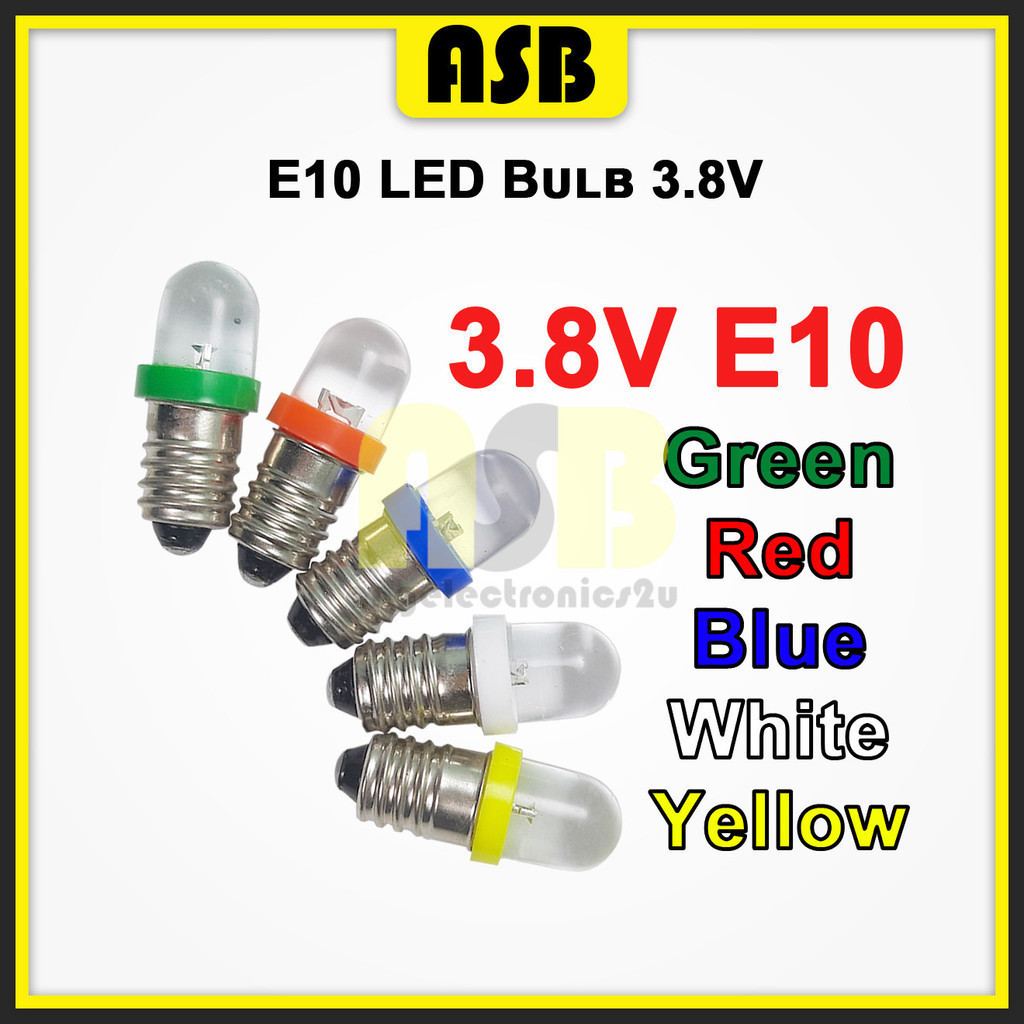 (1pc) E10 LED Bulb 3.8V ( Red / Yellow / White / Green / Blue ...