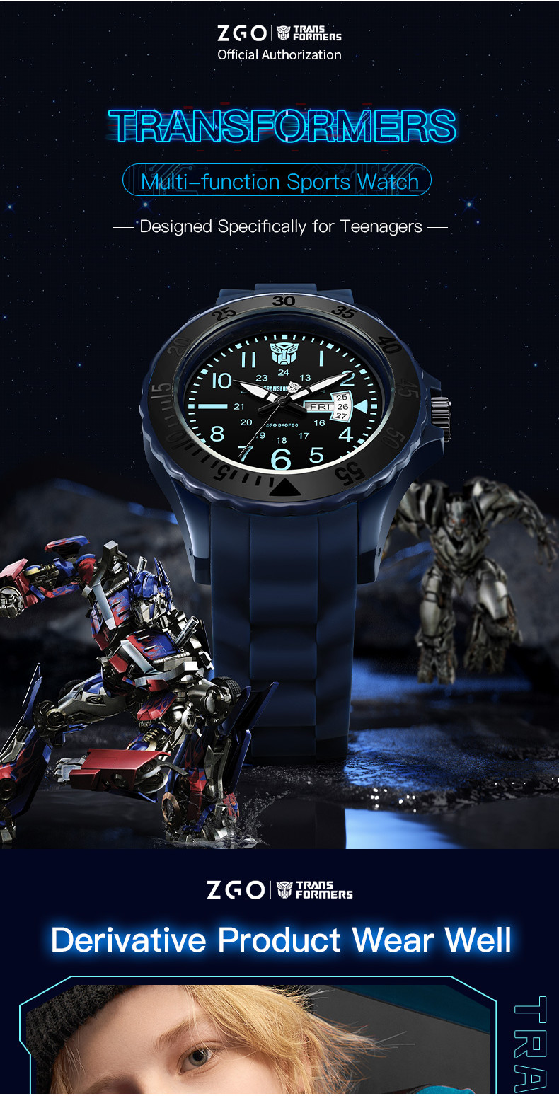 ZGO x Transformers jam tangan Optimus Prime Autobot Sports Waterproof ...