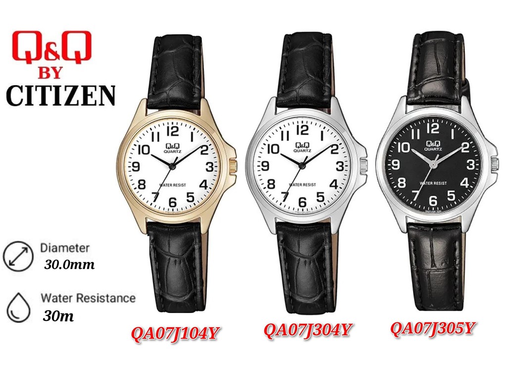 Q&Q by Citizen Ladies Leather Analogue Watch QA07 | Shopee Malaysia