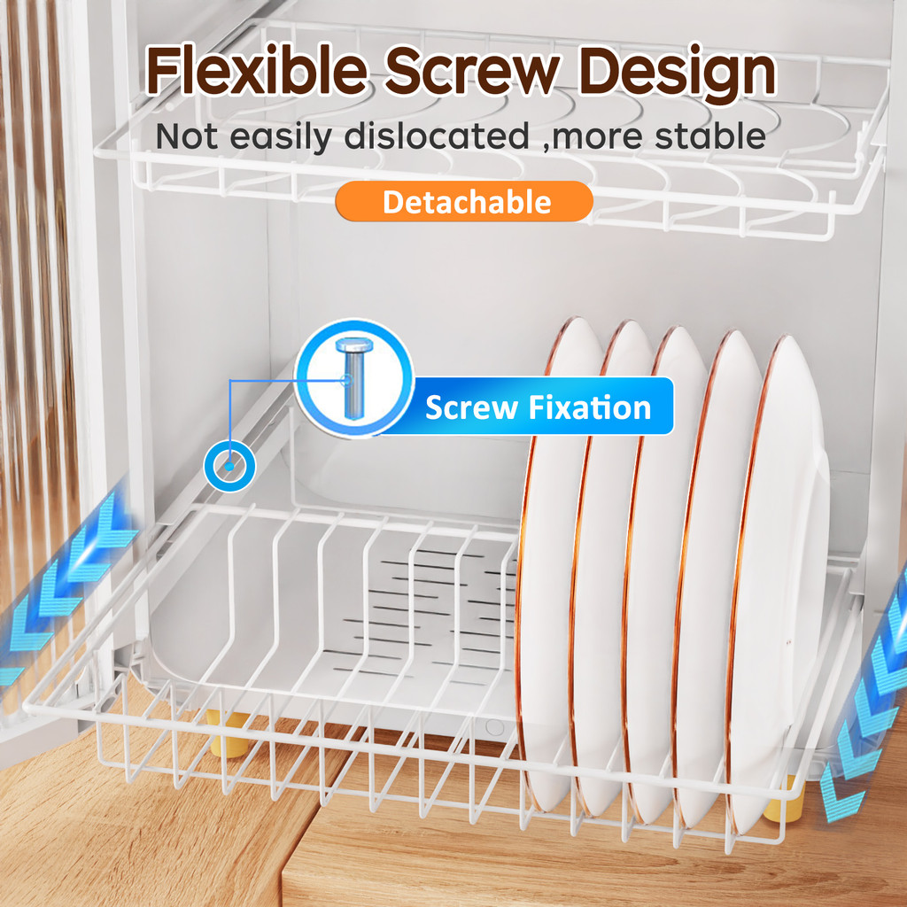 Cambond 2/3 Layers Large Kitchen Cabinet Metal Dish Rack with Cover ...