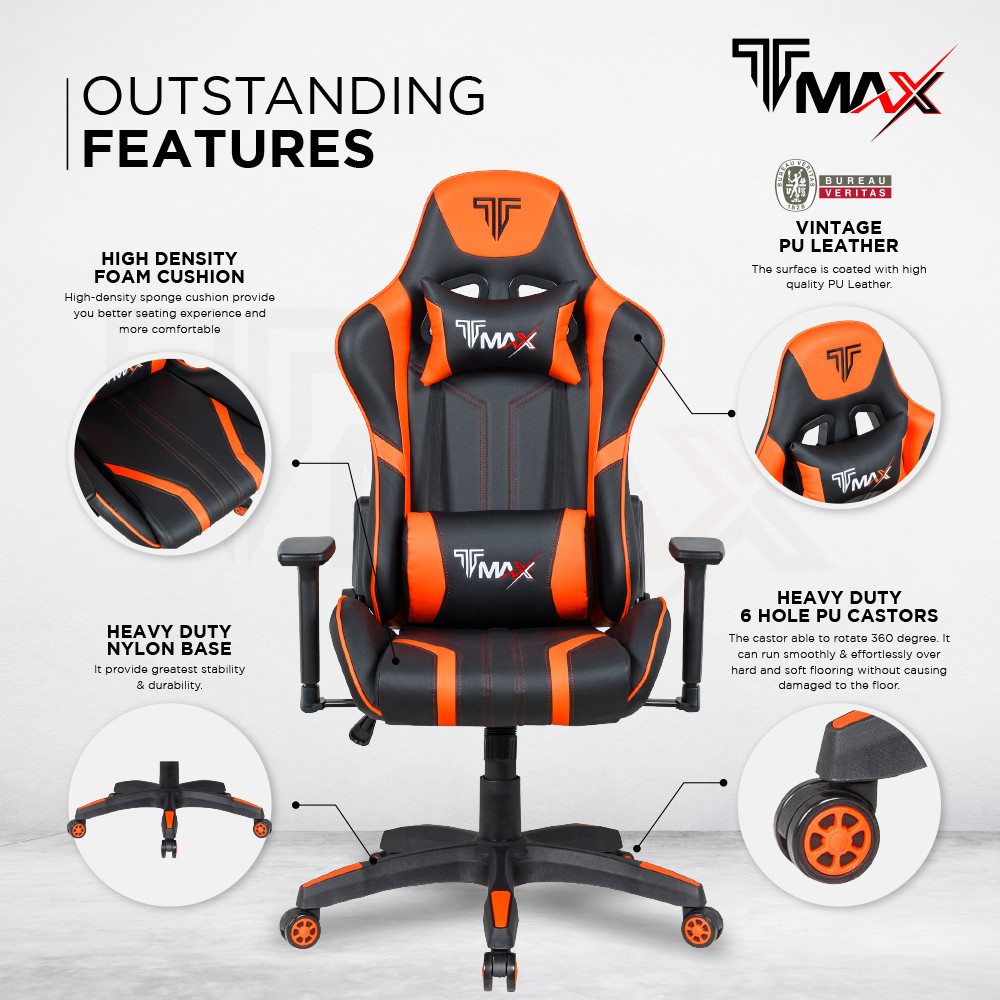 TMAX RX-PRO Gaming Chair with 3D Armrest Ergonomic Design Adjustable ...
