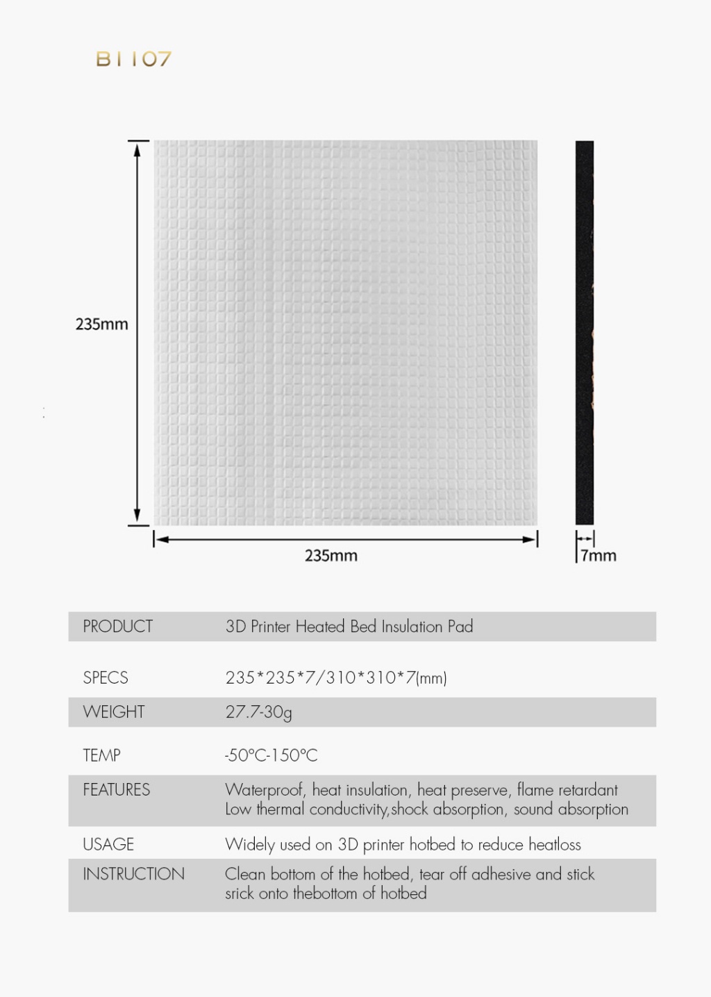 Heated Bed Insulation Cotton Insulation Cotton Platform Aluminum Foil ...