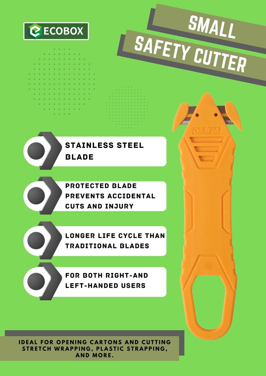 EcoBox - Safety Cutter Multi-purpose Safety Wrap Unboxing Cutter Steel ...