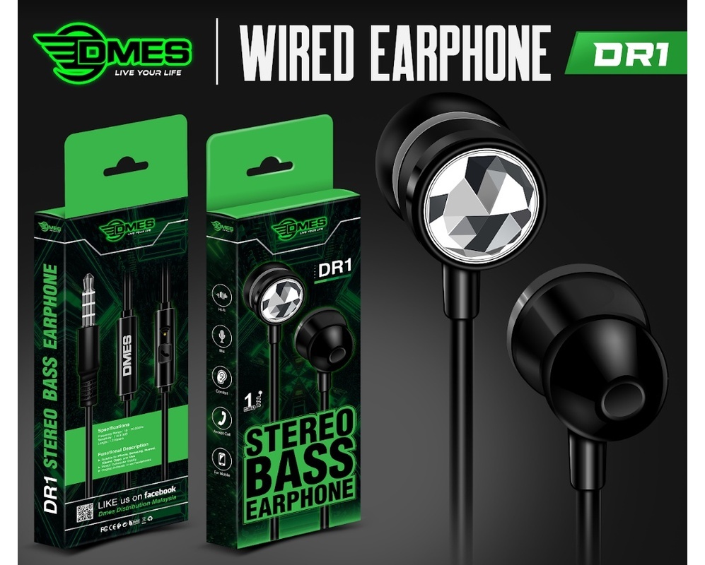 DMES DR1 Wired Earphone Handsfree Stereo Bass In Ear Earphone with One ...