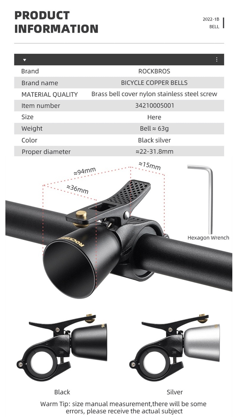 【MY Delivery】ROCKBROS Bicycle Bell Loceng Basikal Loud Sound Horn ...