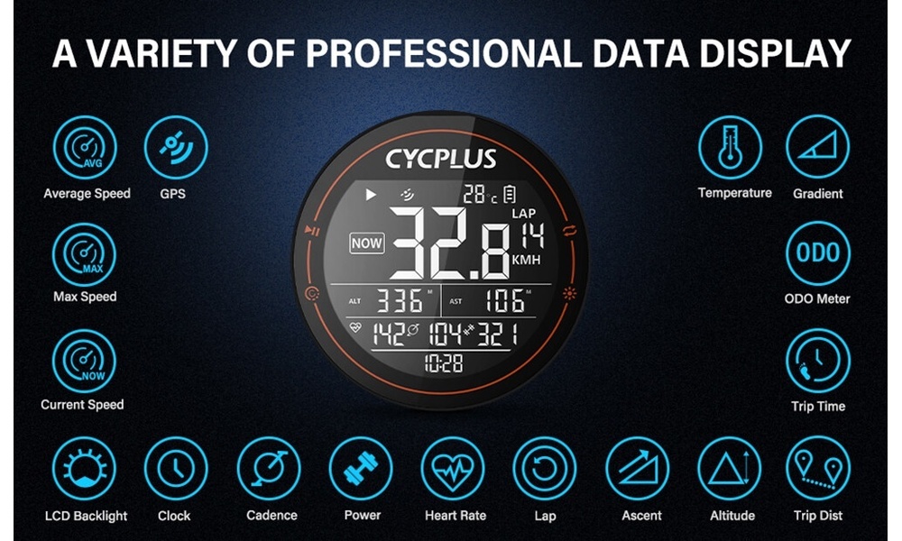 ROCKBROS M2 Bike Computer Power Cadance Heart Rate Display Speedometer ...