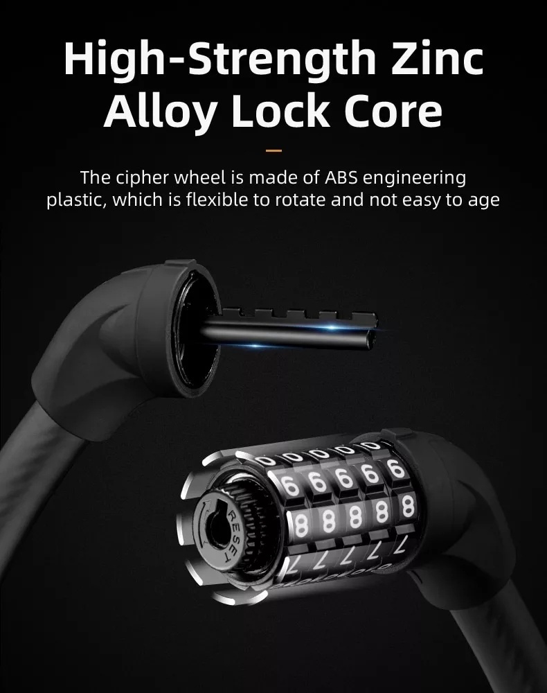 【MY Delivery】ROCKBROS Cycling Lock Steel Five-digit Code Anti-theft 1 ...