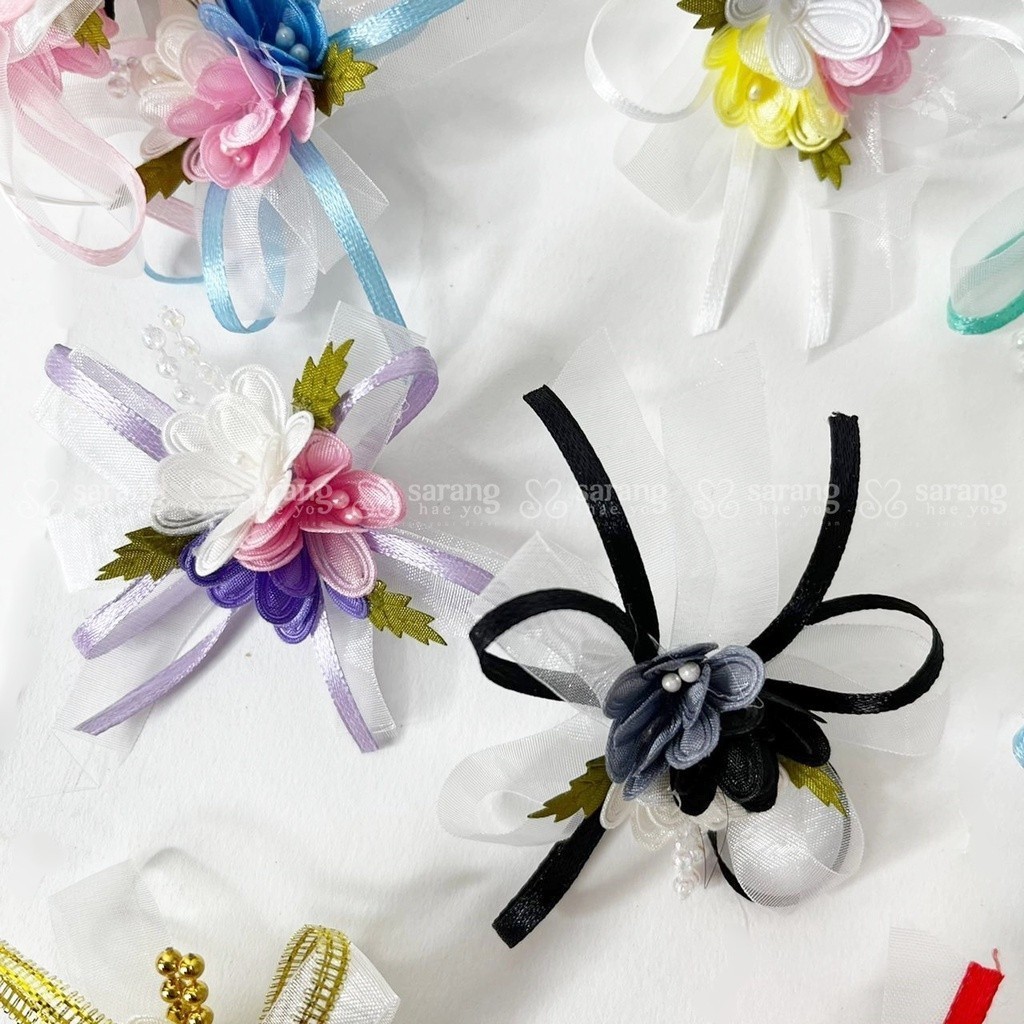 12PCS Hand Made Small Ribbon Reben Flower Corsage Rozet Bunga Penangga ...