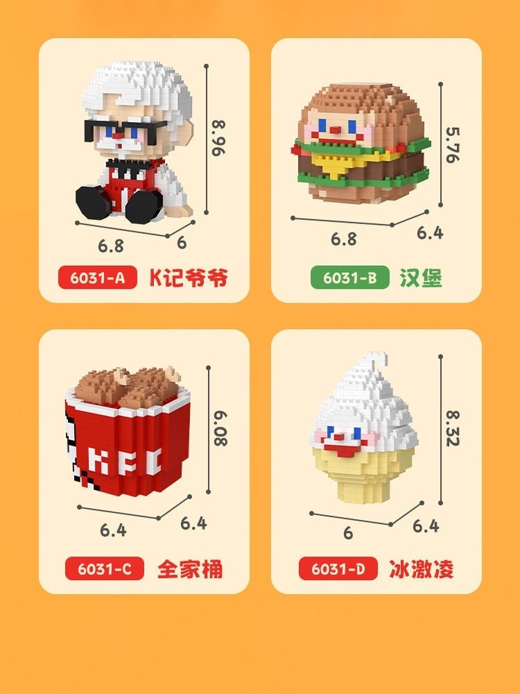 🇲🇾Fast Food DIY Building Blocks Nano block Cartoon Puzzle Connection ...