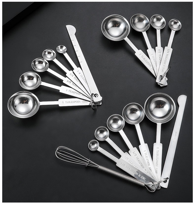 Full Stainless Steel Measuring Spoon and Measuring Cup Set Baking Tools ...