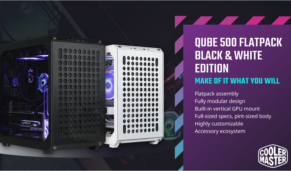 Cooler Master QUBE 500 Mid Tower ATX Case - Black / White # Q500-KGNN ...