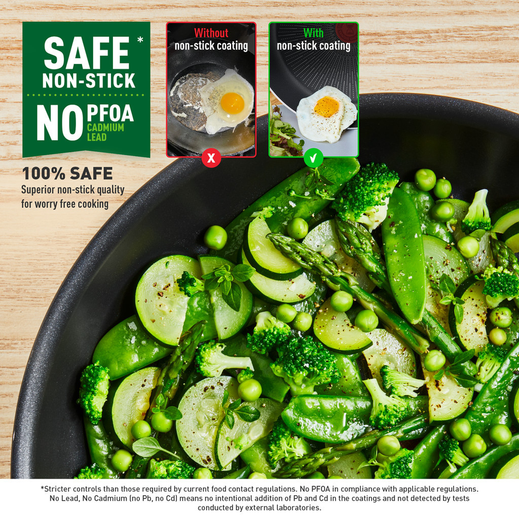 Tefal Natura 5 Pcs Set - Wokpan (28cm) + Wokpan (16cm) + Frypan (24cm) + Ladle & Spatula ...