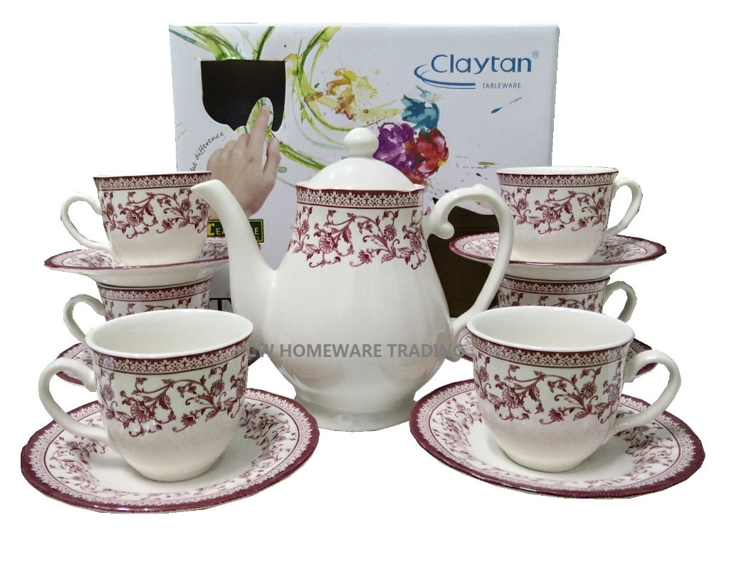 Claytan 1505PS Aster Pink 14Pcs (6Pax) Set Teh | Set Cawan Teh | Teaset ...