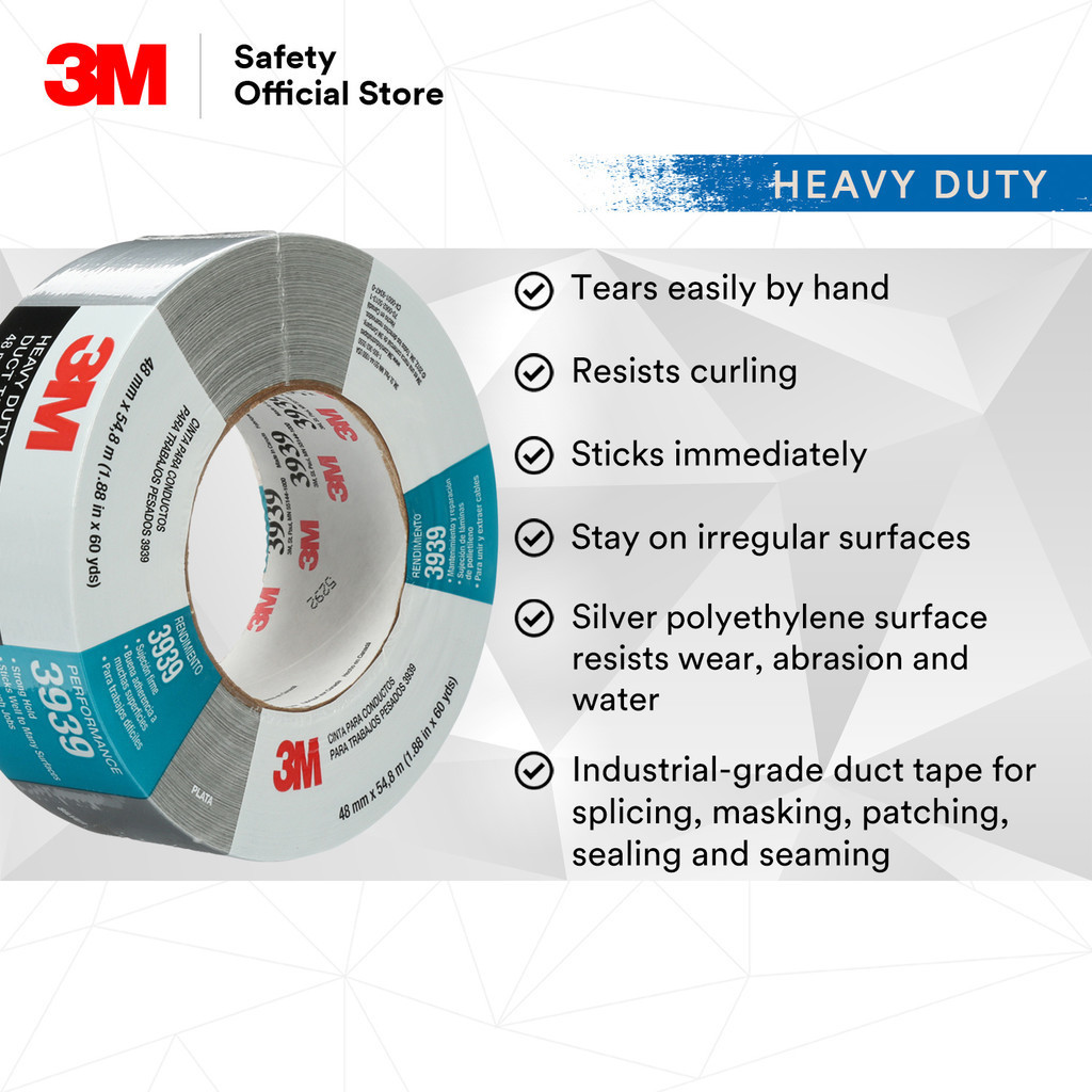 3M™ Heavy Duty Duct Tape 3939 Silver/ Duct Tape/Splicing Masking/Made ...
