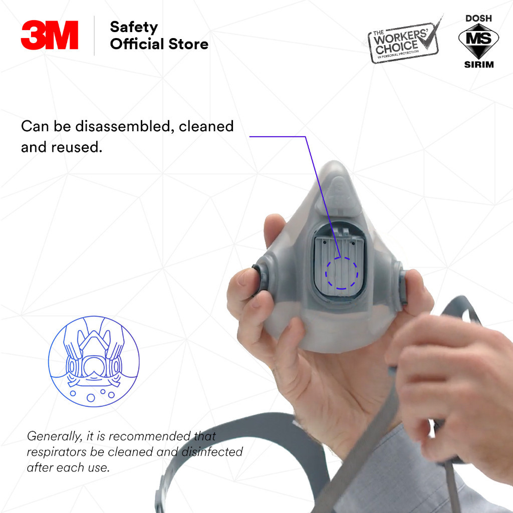 3M™ 7500 Series Premium Reusable Respirator/ 7501 (S), 7502 (M), 7503 ...