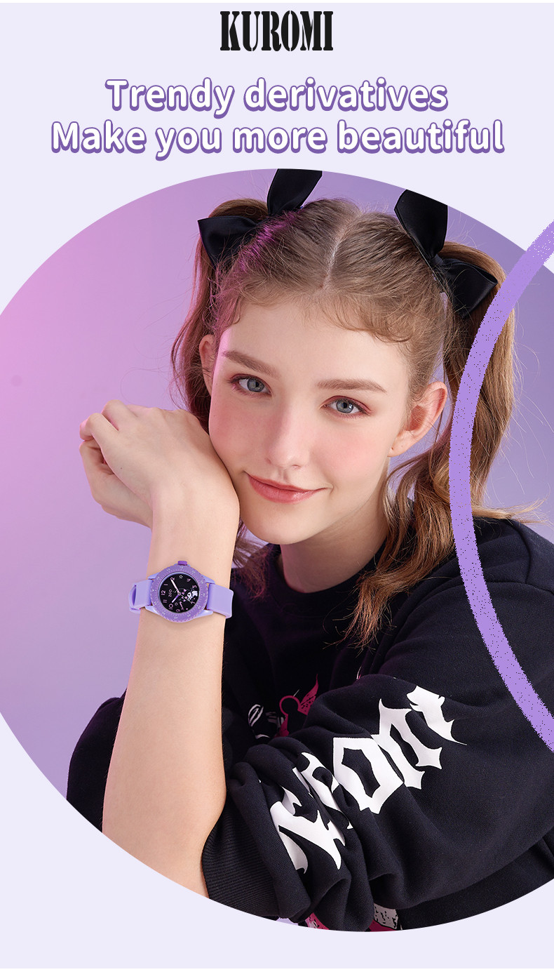 ZGO x Sanrio Kuromi jam tangan budak perempuan cute Quartz Luminous ...