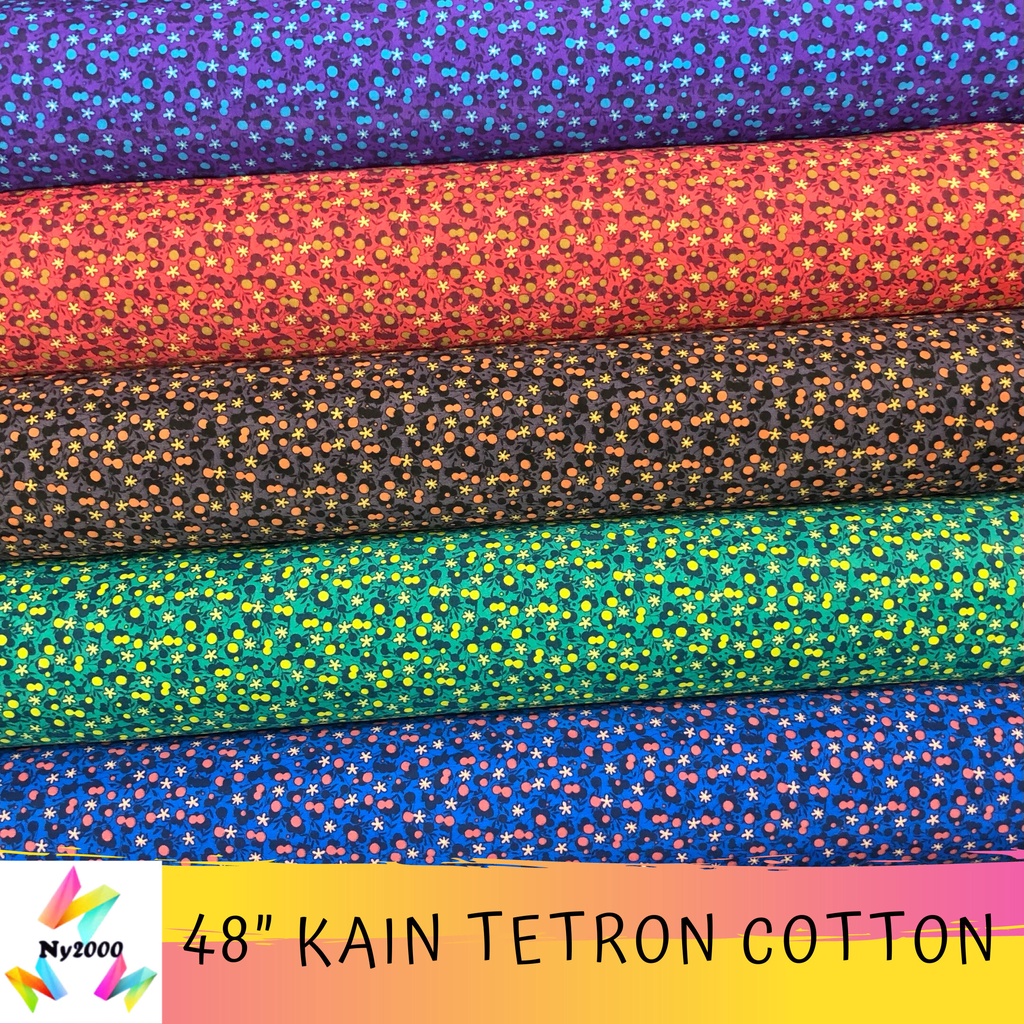 Kain Tetron Cotton TC / Polyester Corak Bunga Halus Bidang 48” inci ...