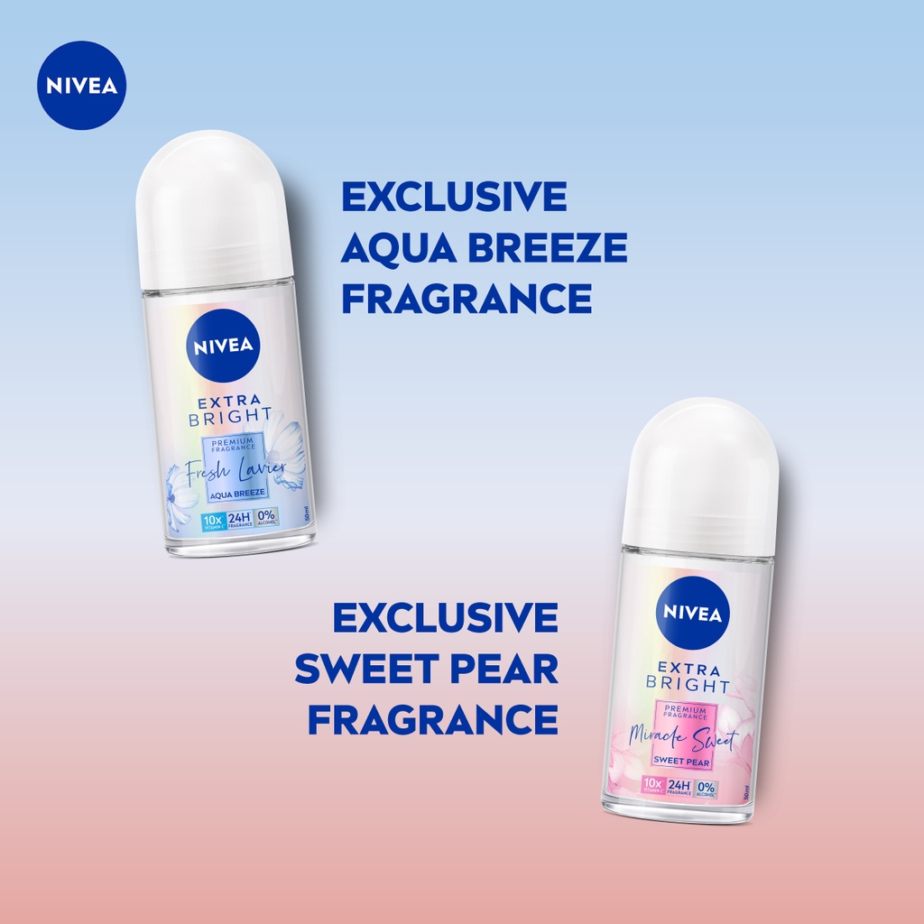 NIVEA Female Deodorant Extra Bright Velvet Romance Roll On Brightening Anti Perspirant No Sweat ...