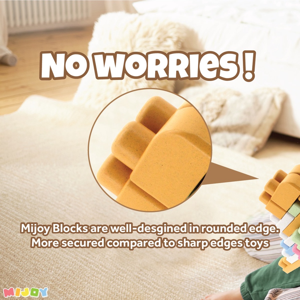 MIJOY Rice Husk Toy Staking Block/ Brick (30pcs/ 60pcs/ Crane/ Vehicle ...