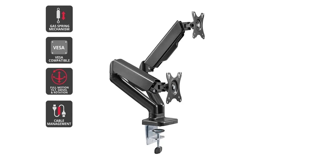 Brateck LDT48-C024 Dual Monitors Pole-Mounted Gas Spring Monitor Arm ...