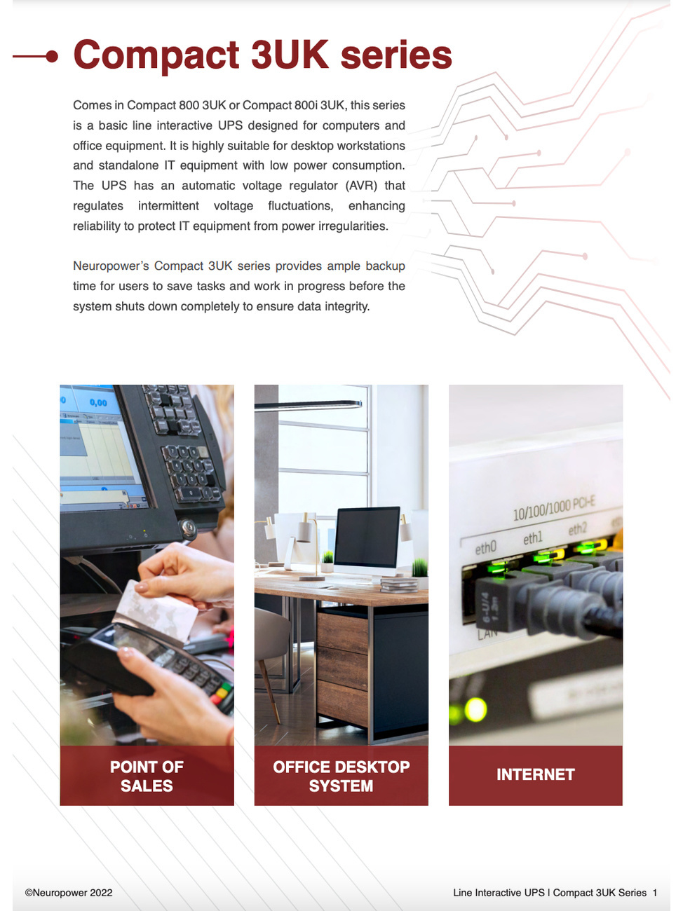 Neuropower UPS 800VA Compact 800i-3UK Backup Battery Build-In AVR Surge ...