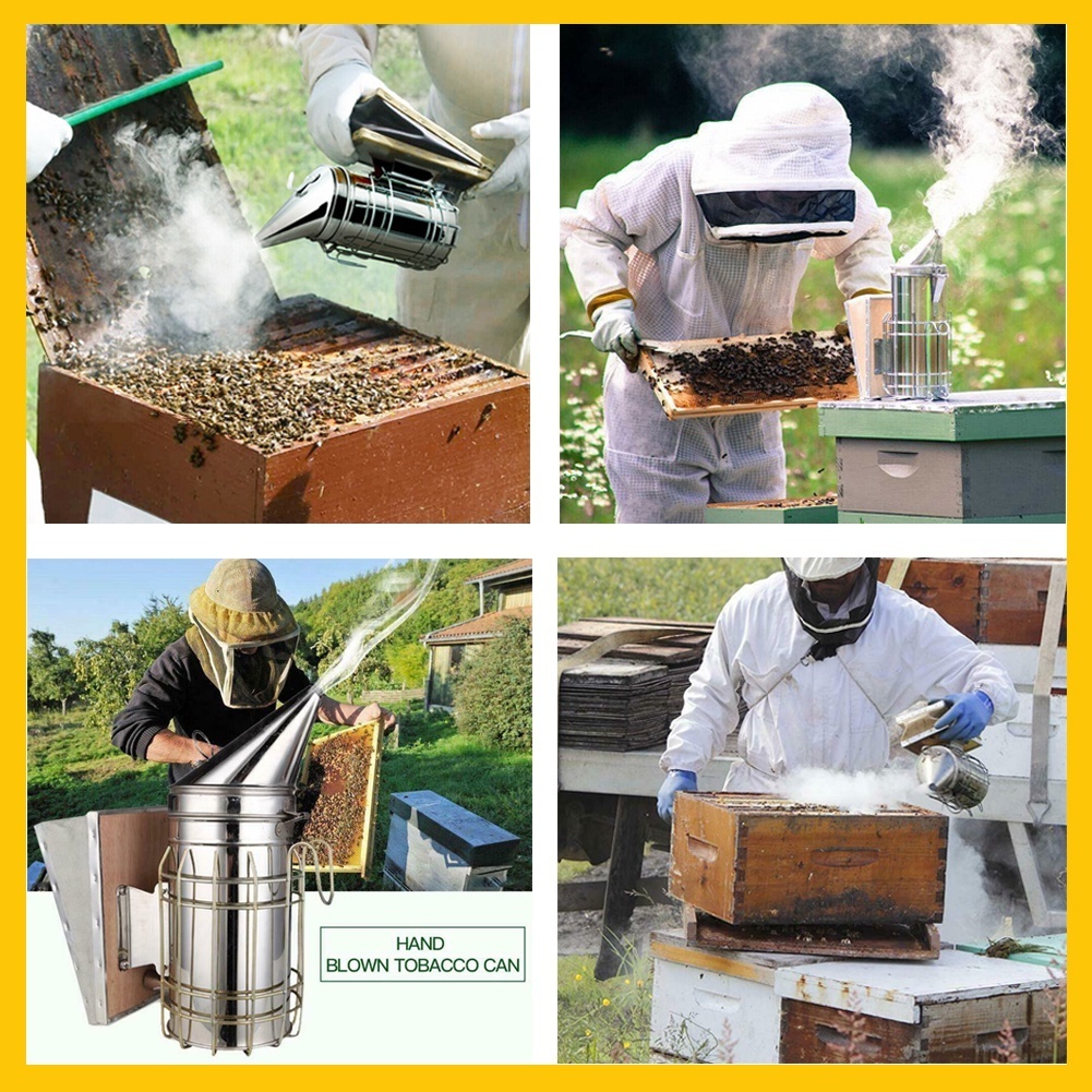 Bee Hive Smoker with Heat Shield Protection Board Stainless Steel ...