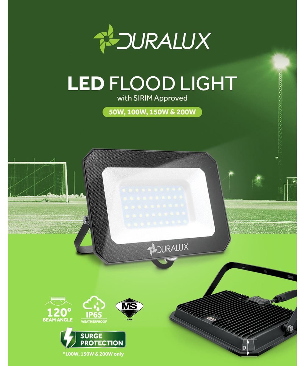 Duralux Led Flood Light Dfl-50w -Smd, Sirim, Ip65 Weatherproof, Warm ...
