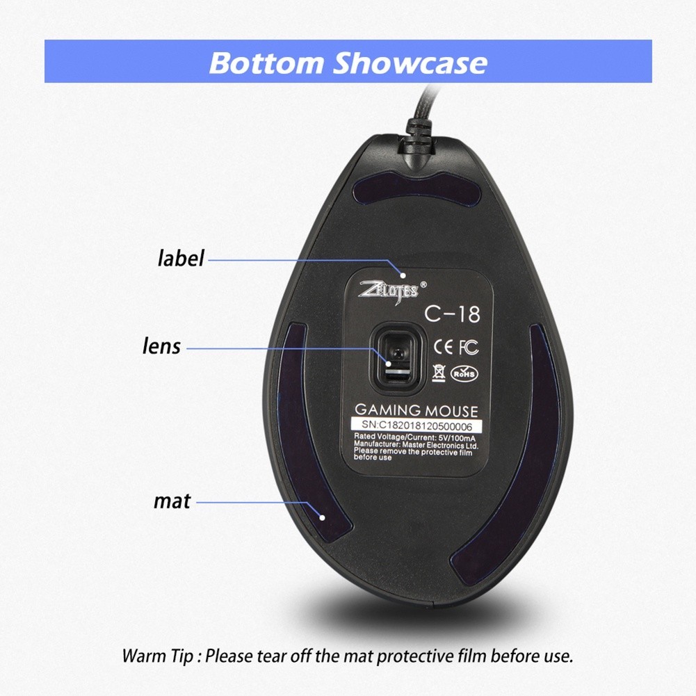 ZELOTES series Vertical Gaming Mouse 10000 DPI Programmable 7/8/11 ...