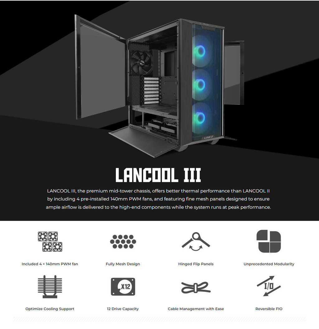 LIAN LI LANCOOL III TG E-ATX Chassis - Black #LANCOOL 3-X BLACK ...
