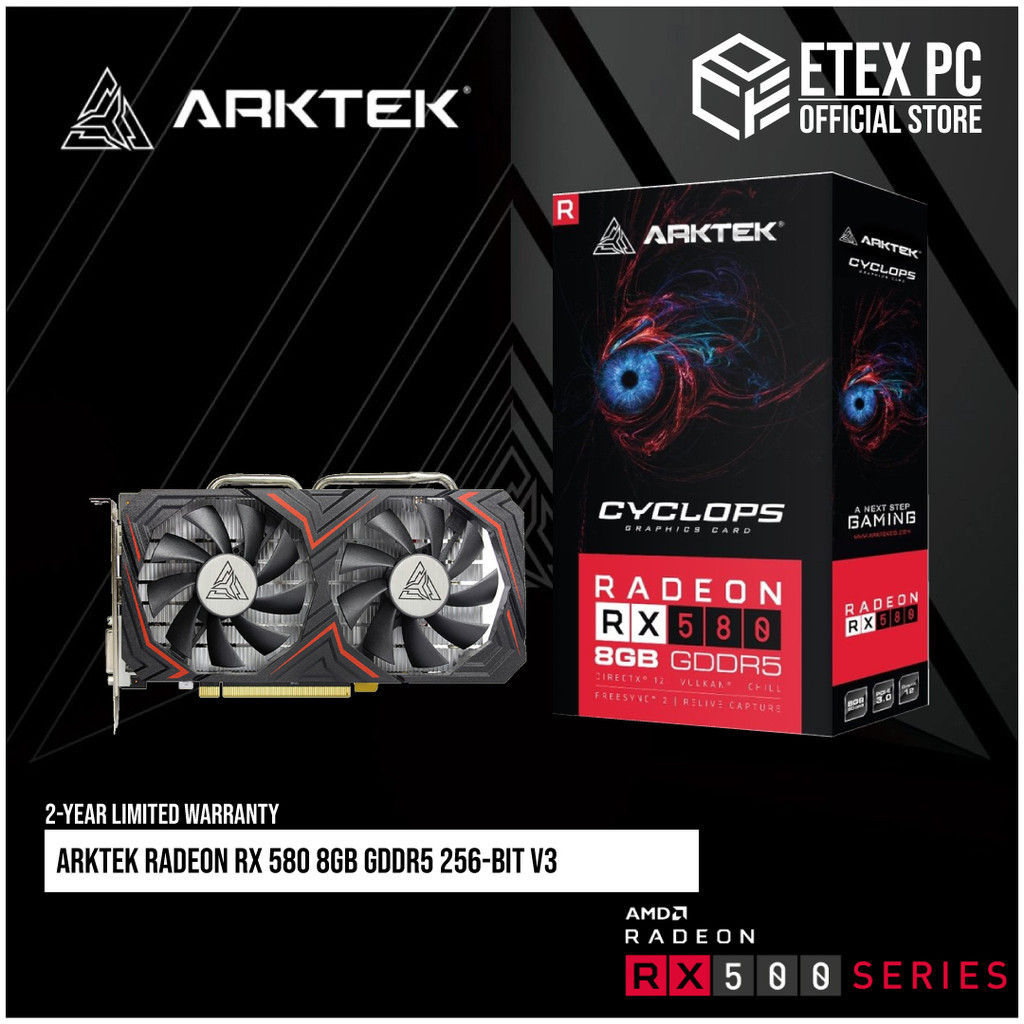 ARKTEK Radeon RX 580 8GB GDDR5 256-bit V3 # AKR580D5S8GH1A | Shopee ...