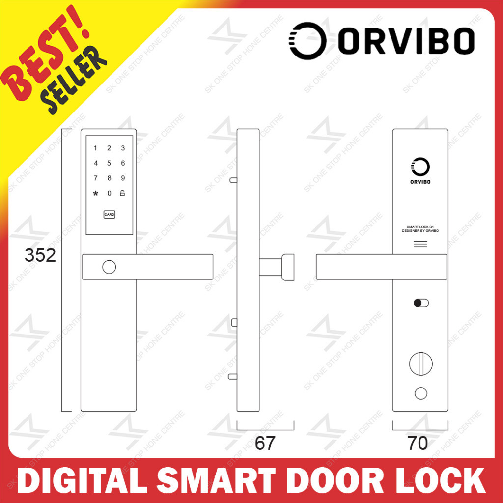 ORVIBO C1 WIFI SMART LOCK ( Fingerprint, PIN Code, Card, Key, Wi-Fi ...