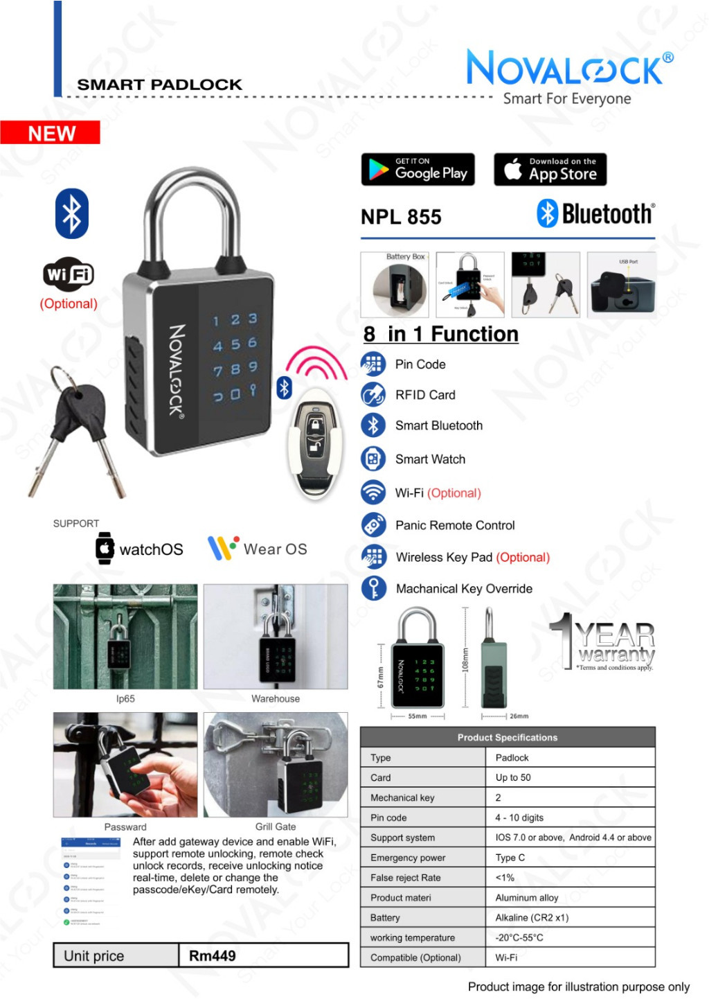 Novalock NPL855 Digital Smart PadLock with Remote Control | Shopee Malaysia