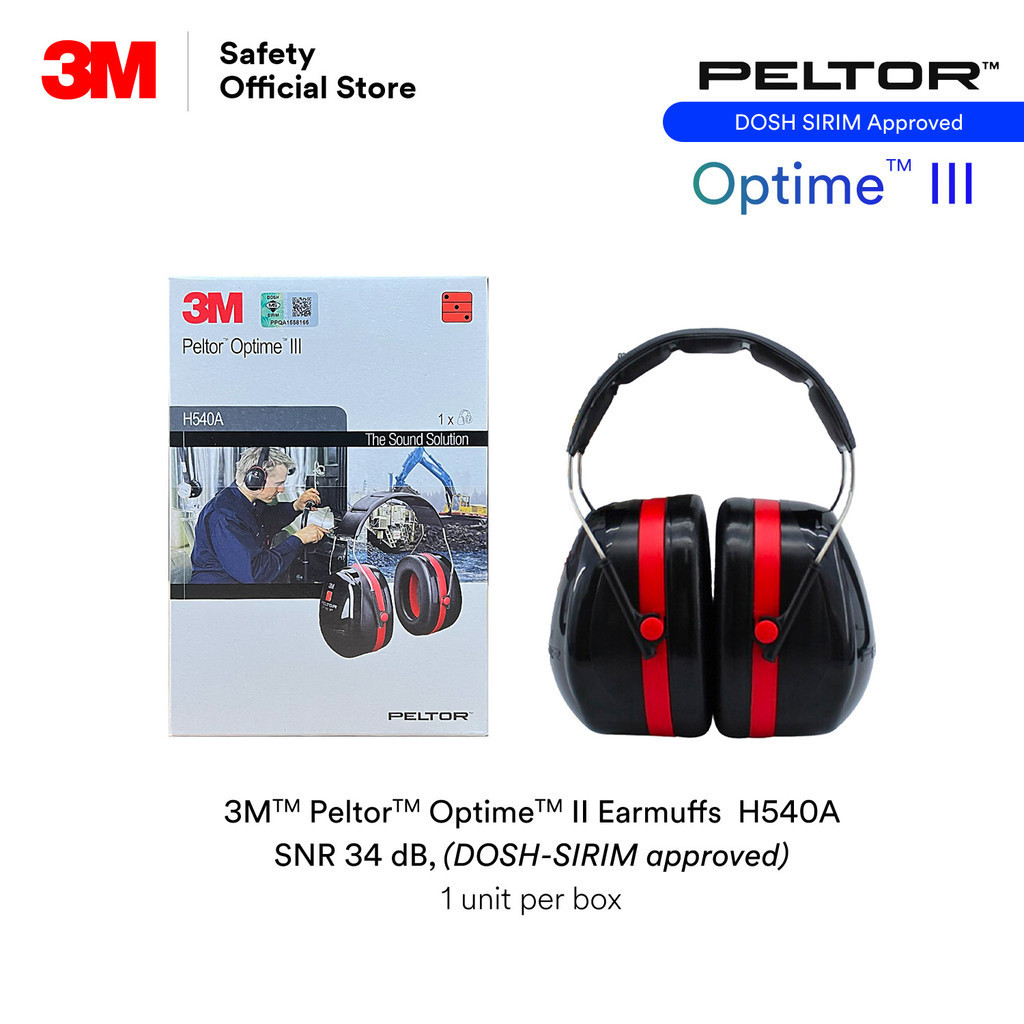 3M™ H540A Peltor Optime III Safety Earmuffs SNR 34 dB/ DOSH SIRIM ...