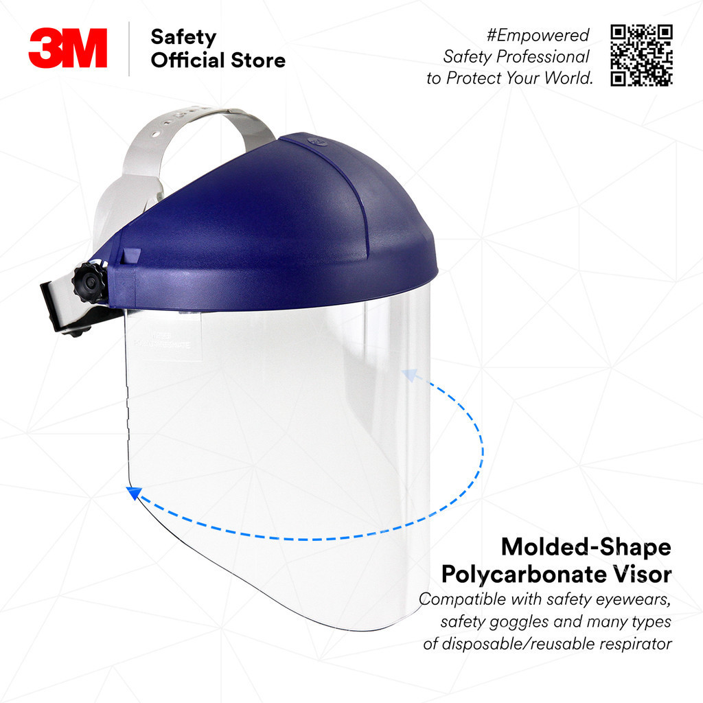 3M™ 82783 Ratchet Headgear with Clear Polycarbonate Faceshield/ Head ...