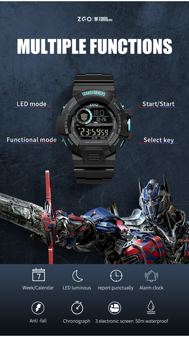 【Hot items】ZGO x Transformers jam tangan budak lelaki Trendy Mechanical ...