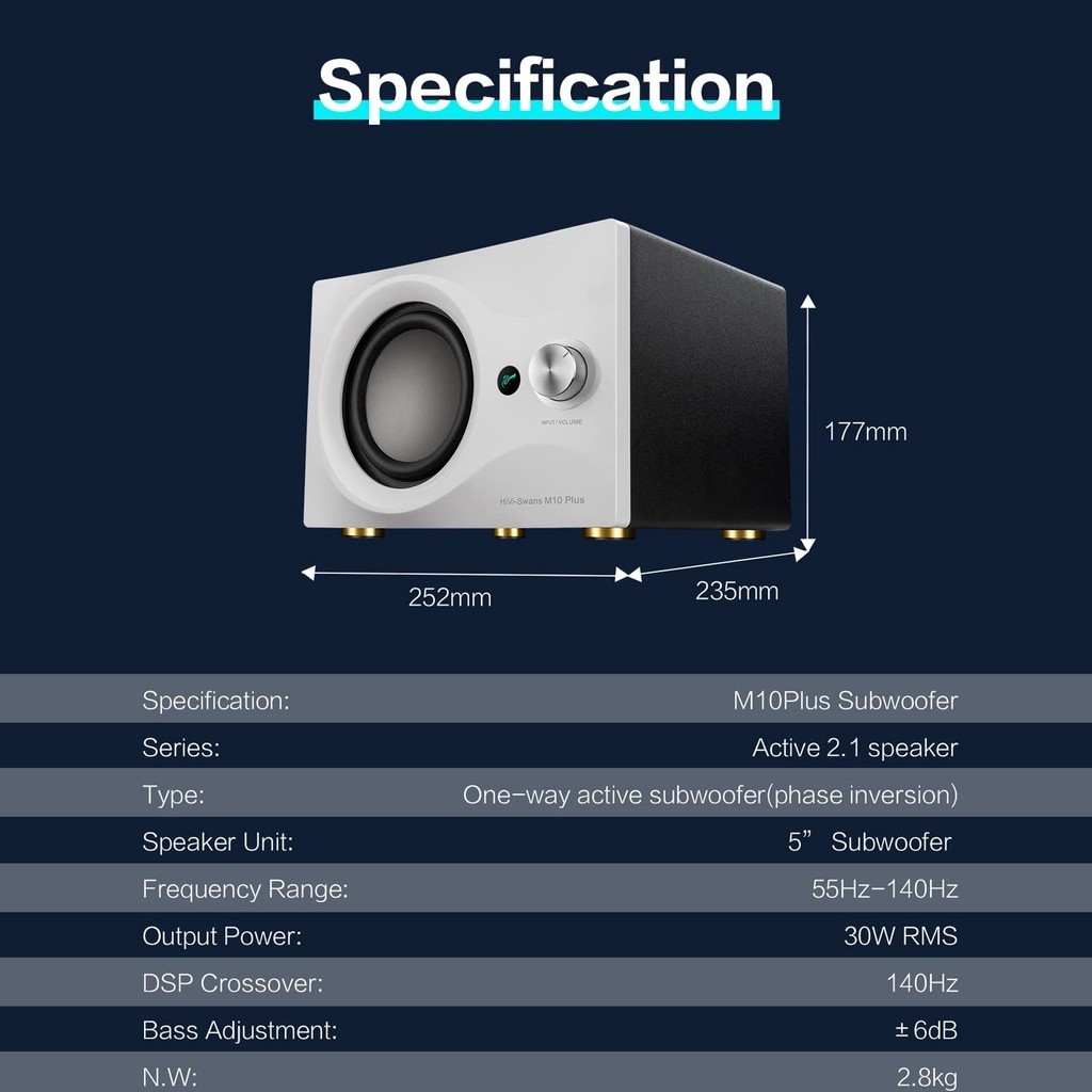 HiVi Swans M10 Plus, Bookshelf Speaker System: 2.1 Bluetooth with ...