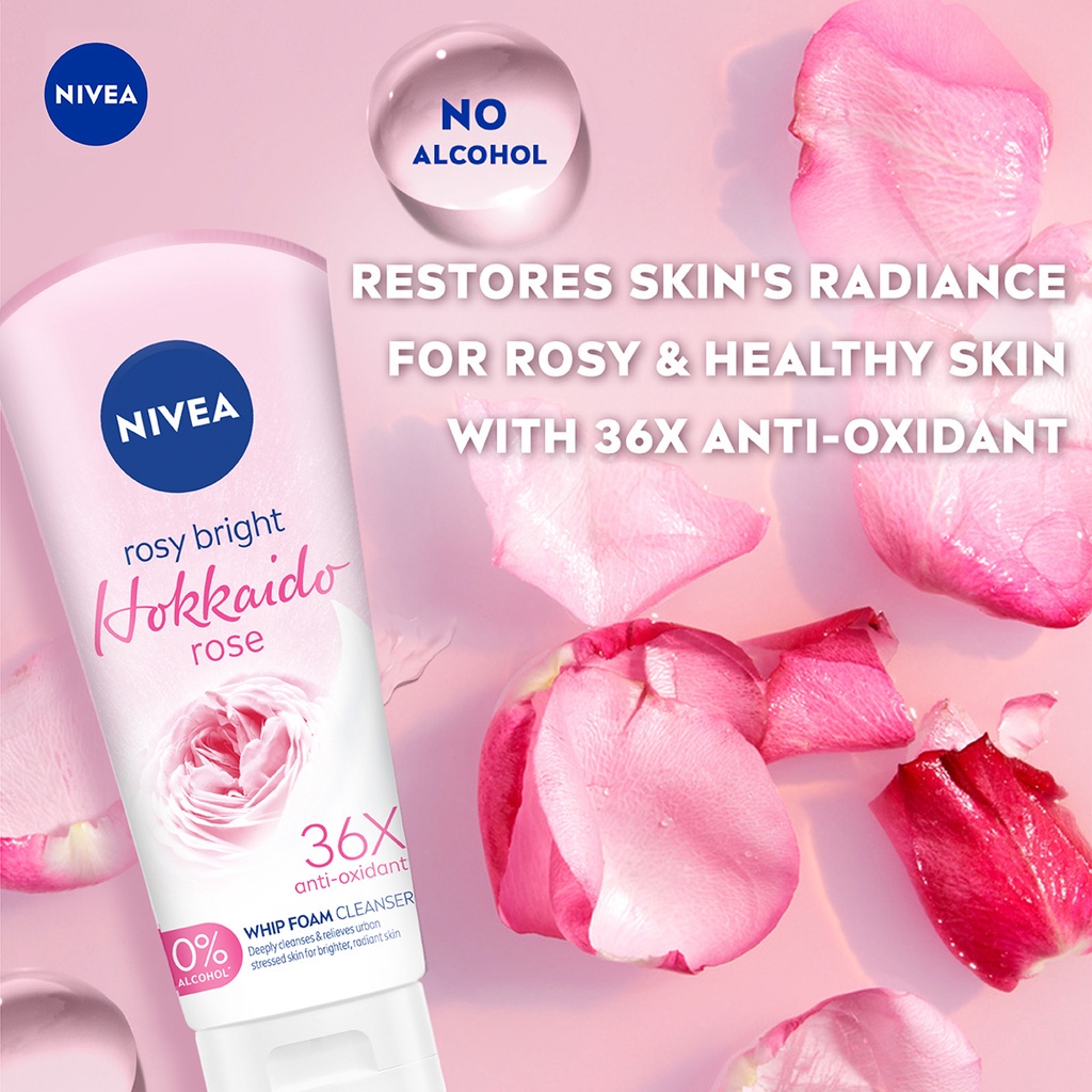 [Buy 2 Free 1] Nivea Face Care Rosy Bright Hokkaido Rose Whip Foam ...