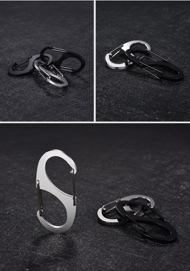 EDC Dual Spring Egg Shape Carabiner Hook Stainless Steel Molle 8 S ...