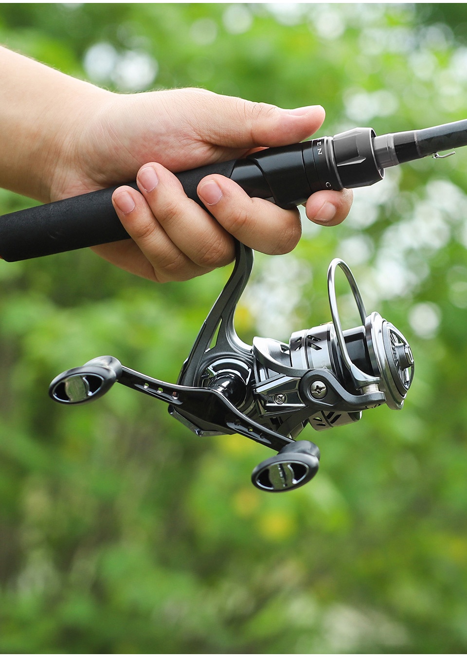 Fishing Reel With Double Handle Grip Spinning Reel 1000 1500 Series Shallow Spool Professional ...