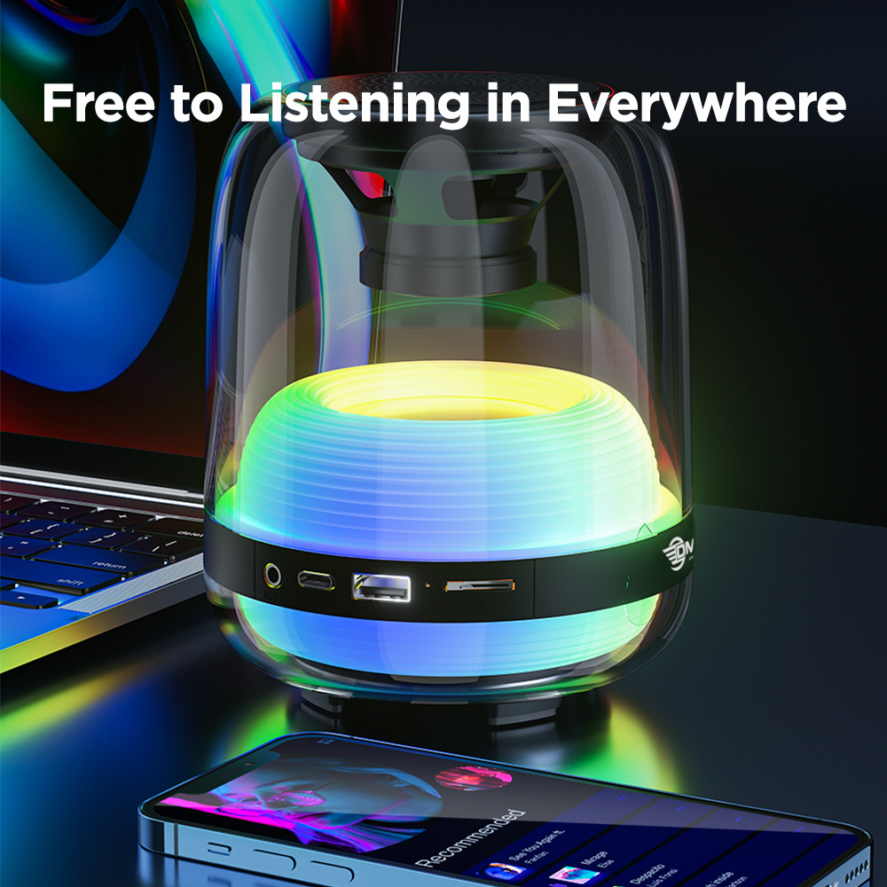 DMES DS6 Wireless Stereo Around V5.1 Bluetooth Speaker with Transparent Design Surface, Battery ...