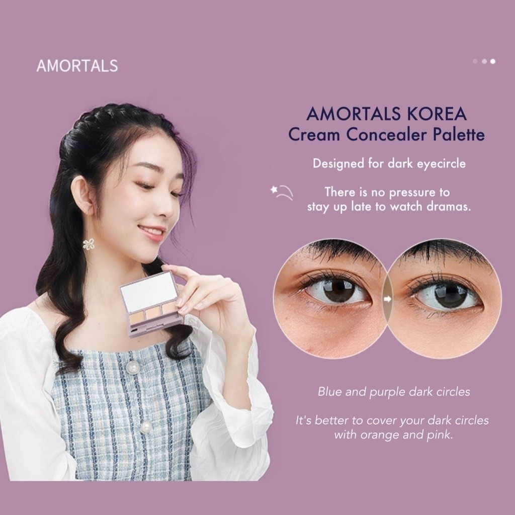AMORTALS Cream Concealer Palette 尔木萄三色遮瑕膏遮暇盘遮盖黑眼圈 | Shopee Malaysia