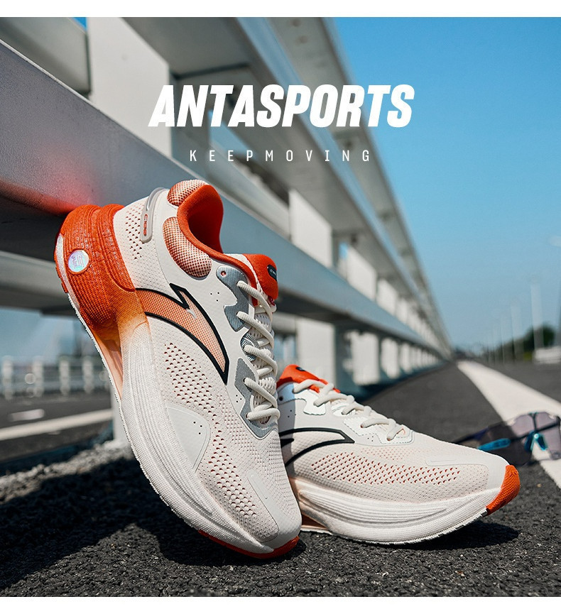 ANTA Men C100 NitroEdge Running Shoes-Ivory White/Persimmon Orange ...