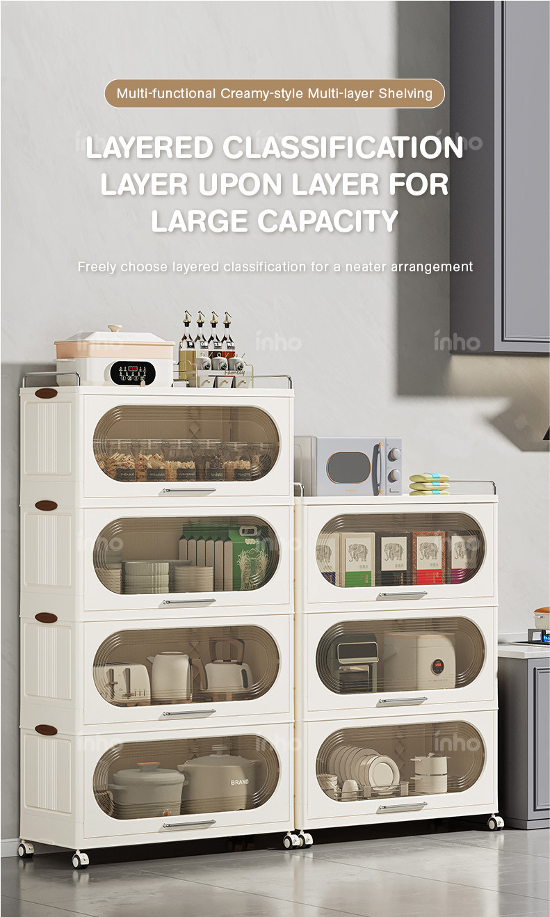 INHO L61/81cm (2-4 Layers) Modern Kitchen Storage Cabinets Versatile Stackable Drawer With ...