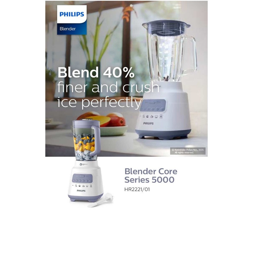 Philips HR2221 | Versatile & Powerful Blender | 1.5L | ProBlend Crush ...