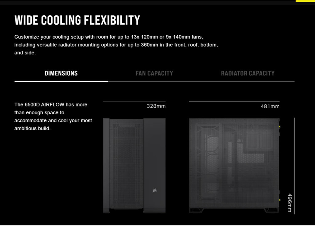 CORSAIR 6500D AIRFLOW Mid-Tower Dual Chamber PC Case - Black / White ...