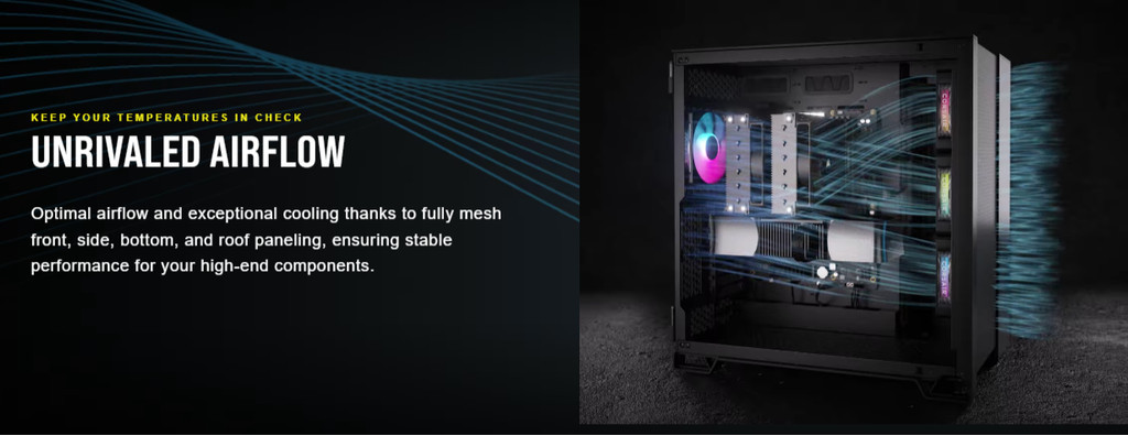 CORSAIR 6500D AIRFLOW Mid-Tower Dual Chamber PC Case - Black / White ...